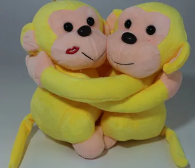 חיות ממולאים ומפוארים - 20cm lovely couple hug monkey plush toy ...