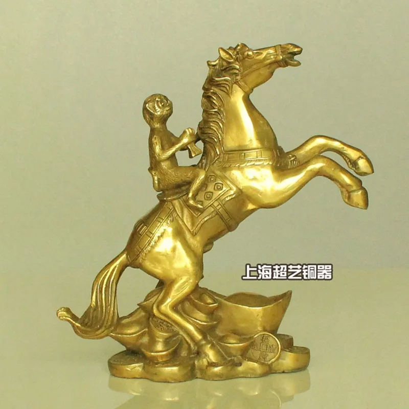 Feng Shui Home Decoration Chinese Brass Monkey Riding Horse Statue ...