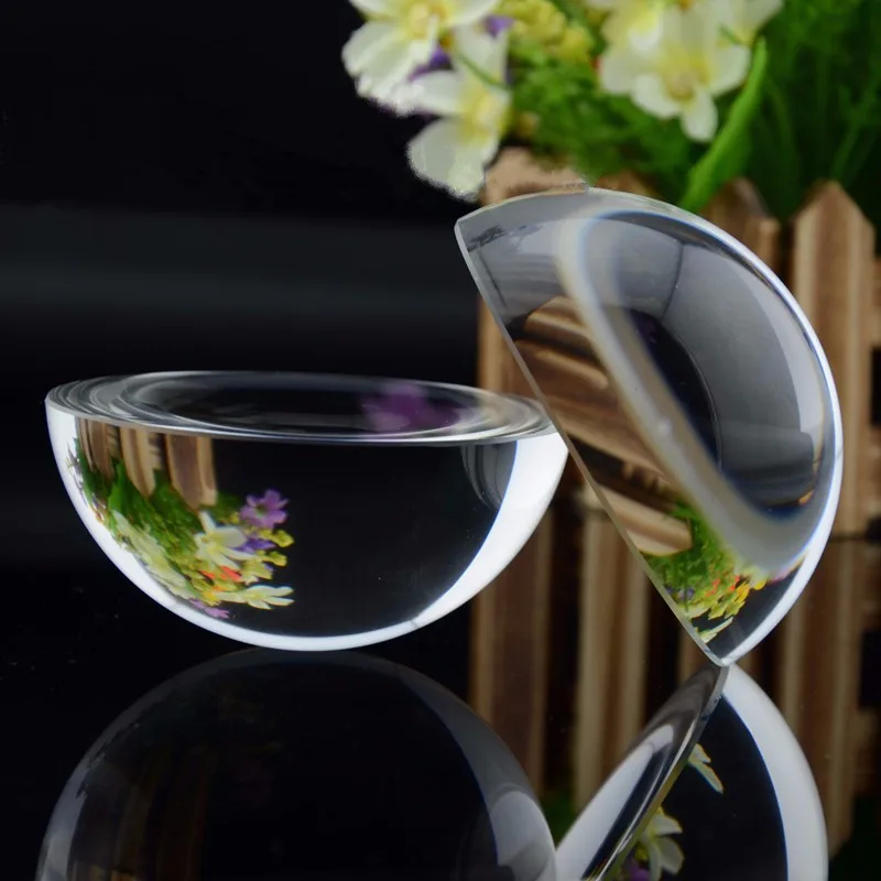 Diy 80mm Clear Quartz Crystal Glass Half Ball Paperweights Custom Engraving Crystals Sphere Feng
