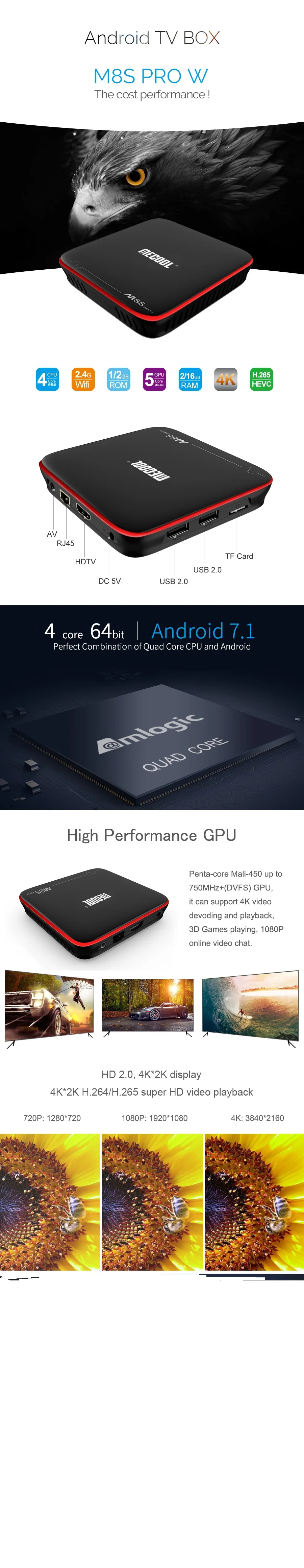 MECOOL M8S PRO W Android 7,1 ТВ Box Amlogic S905W Процессор 4 ядра 2 ГБ ...