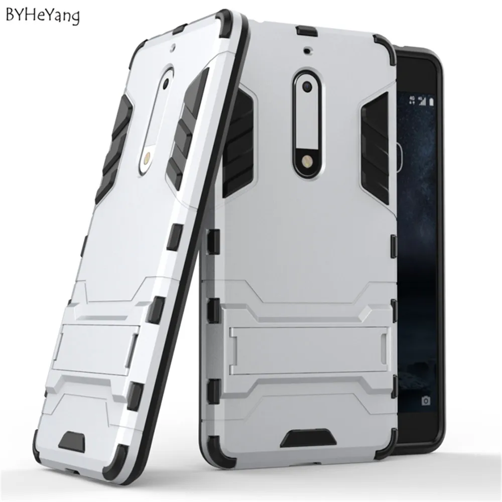BYHeYang Cases For nokia 5 Cover Slim Robot Armor Kickstand Rubber ...