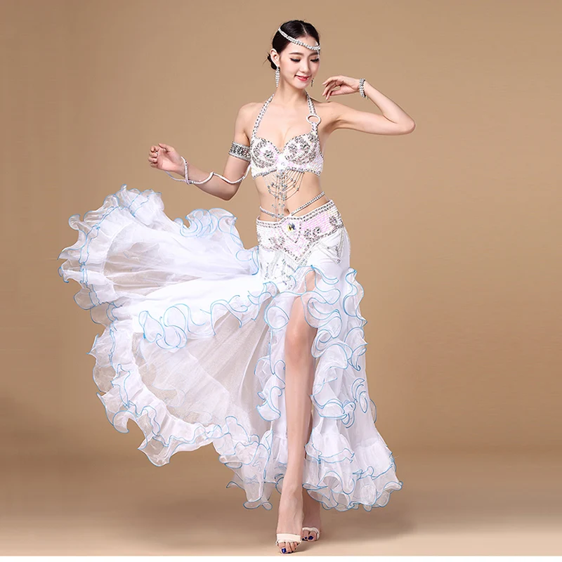 Women Belly Dancing Oriental Dance Costumes Performance 3pcs Bead Set