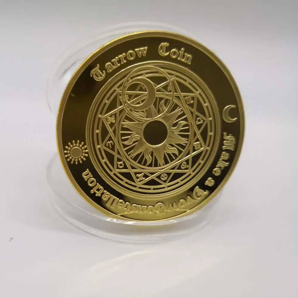 Tarot Gold Coin Wish Money Moonlight Lucky Constellation Sun Moon Star ...