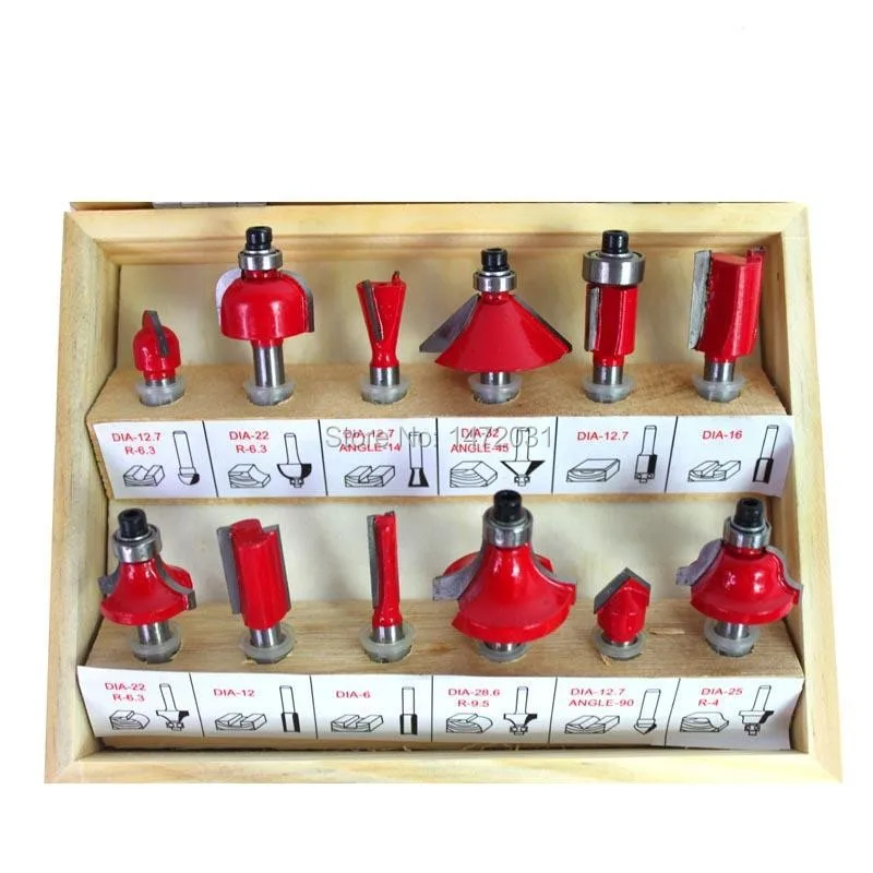 New 12 PCS/set 12.7mm Milling Cutters Wood Router Over Woodworking ...