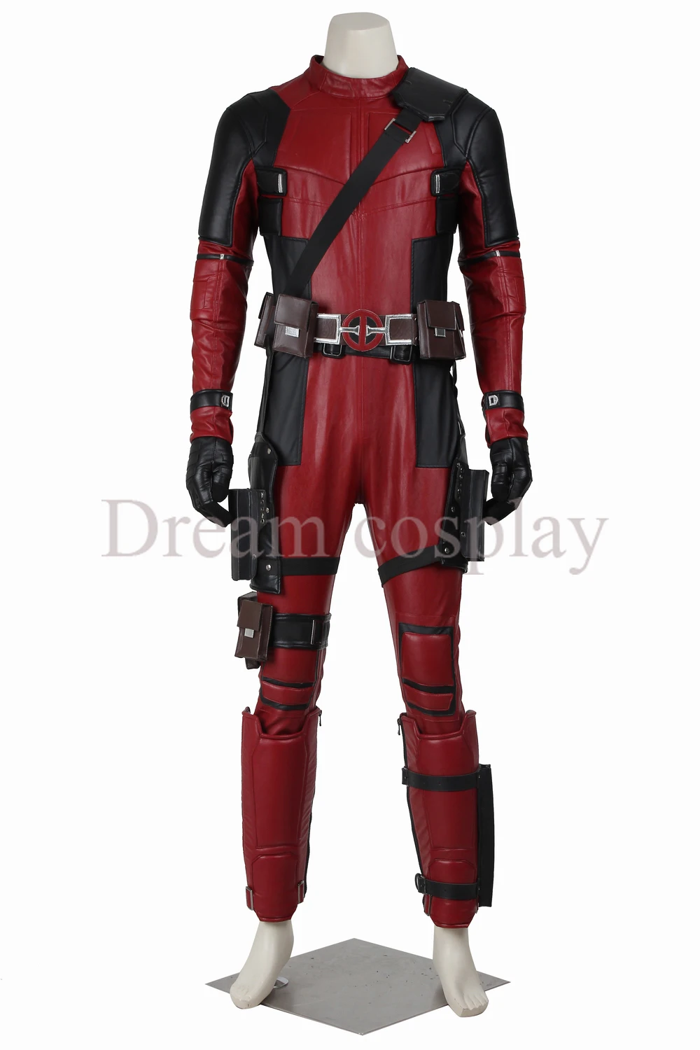Hot 2016 Movie Superhero Red Leather Jumpsuit Deadpool Costume Deadpool ...