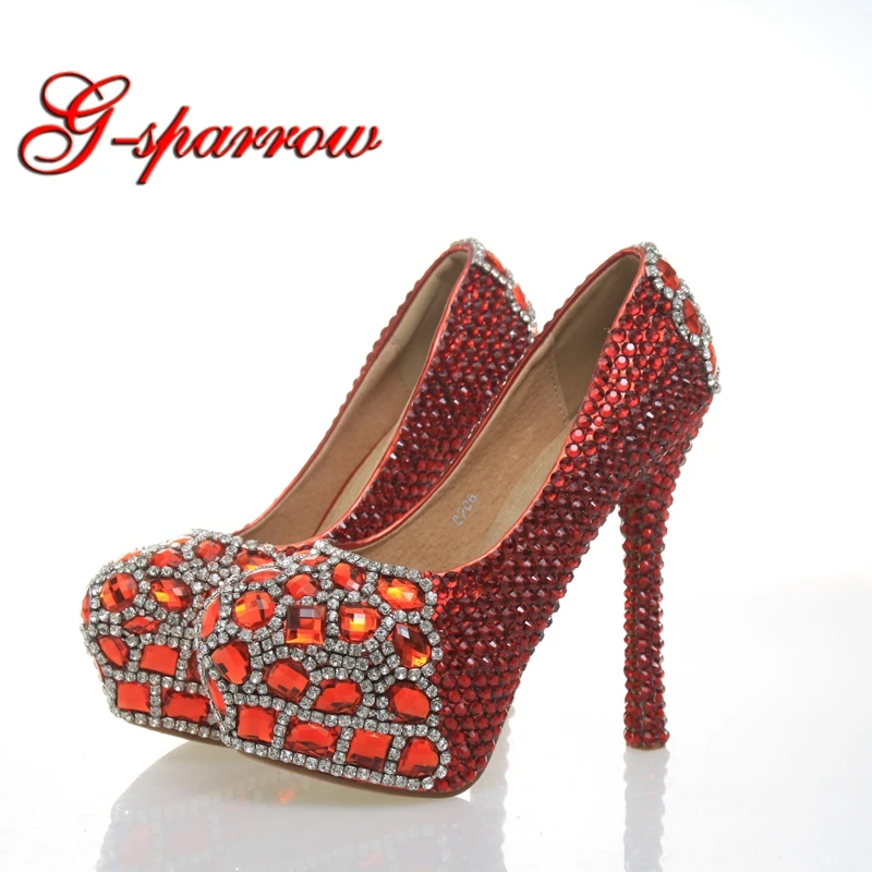 Luxury-Red-Crystal-Woman-High-Heels-Custom-made-Wedding-Bridal-Dress ...