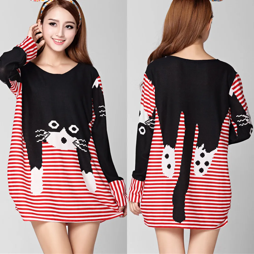 Xl 5xl New 2016 Winter Autumn Women Casual Print Long Sleeve T Shirt