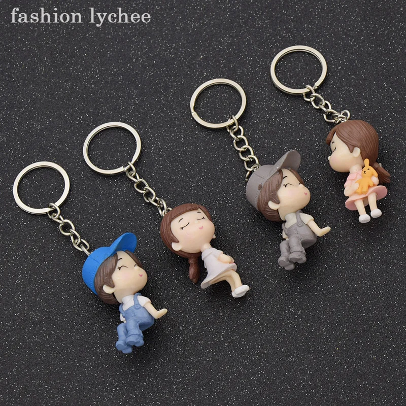 Fashion Lychee Random Color Lovely Girls Boys Cartoon Lovers Keychain ...