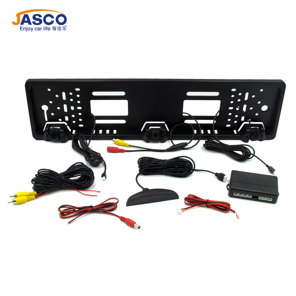 EU Car License Plate Frame Rear View Camera with 2 parking sensor radar ...
