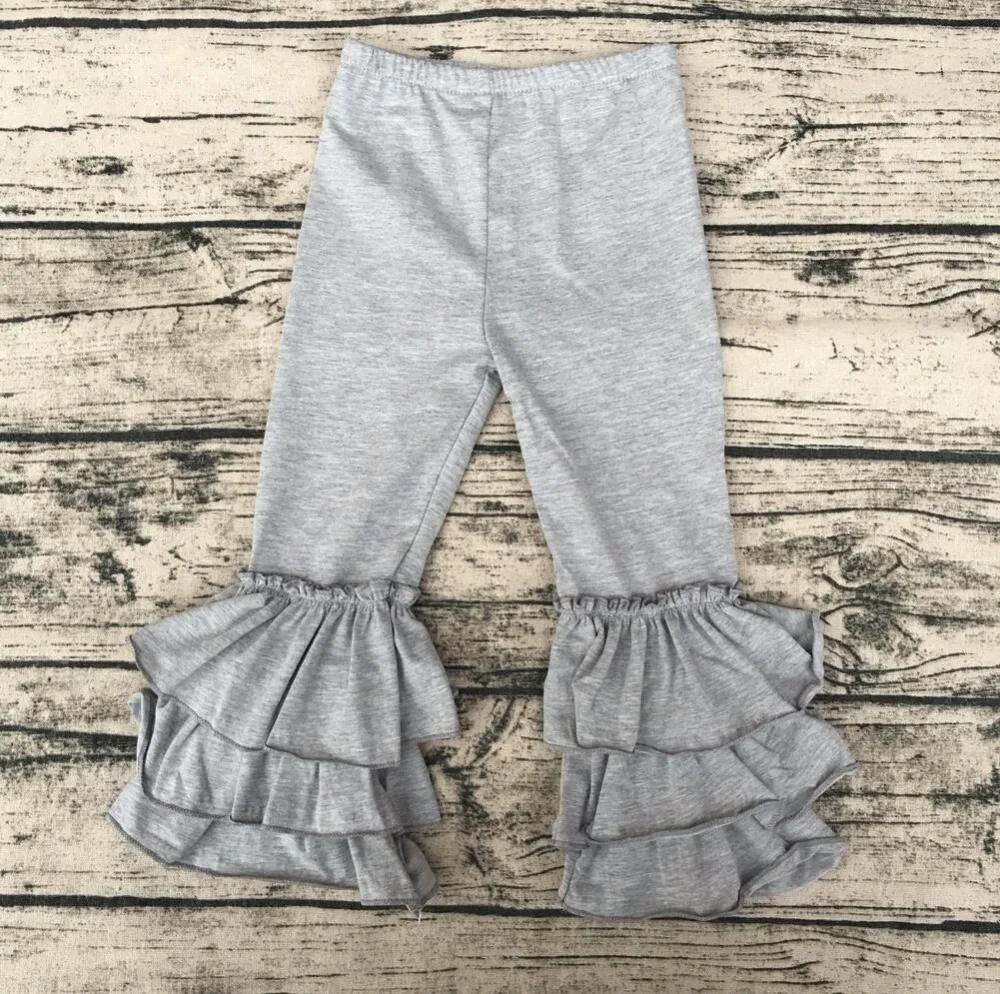 fashion gray big ruffle pants boutique wholesale girls solid color ...