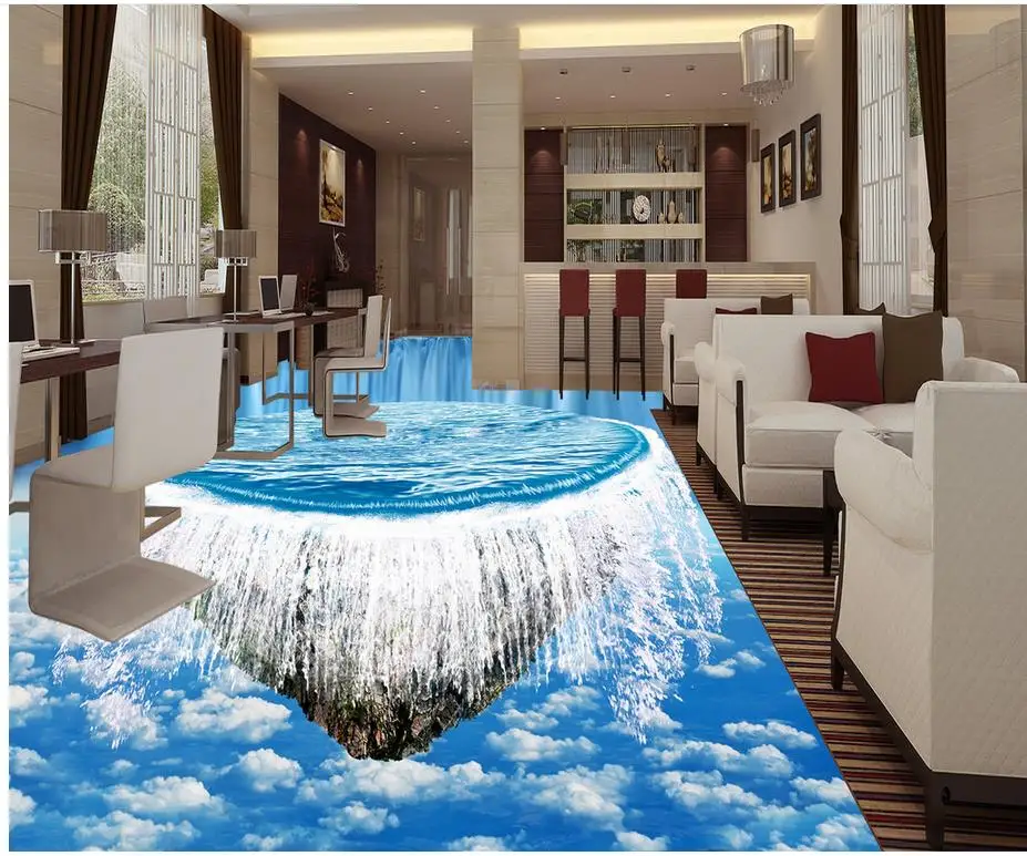 Modern-Custom-3D-floor-mural-Sky-water-painting-Mural-3d-PVC-Wallpaper ...