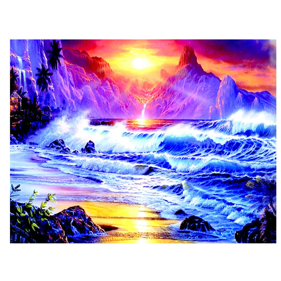 5D Diamond Painting beach sea Full Square Diamond Mosaic New Arrivals ...