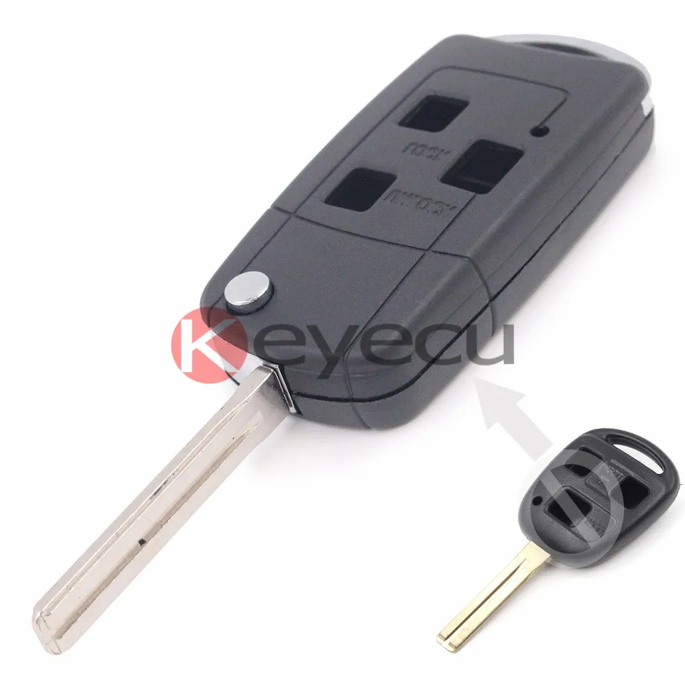 KEYECU Replacement Housing Shell Folding Remote Key Keykess Case Fob 3 ...