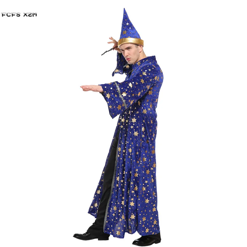 Men Magic gown Master Sorcerer Magician Cosplays Halloween Wizard ...