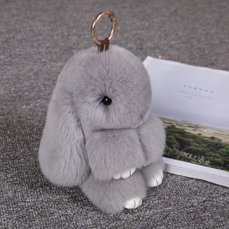 14cm Fur Keychain Rabbit Fluffy Rex Rabbit Fur Key Chains Fur Pompom ...