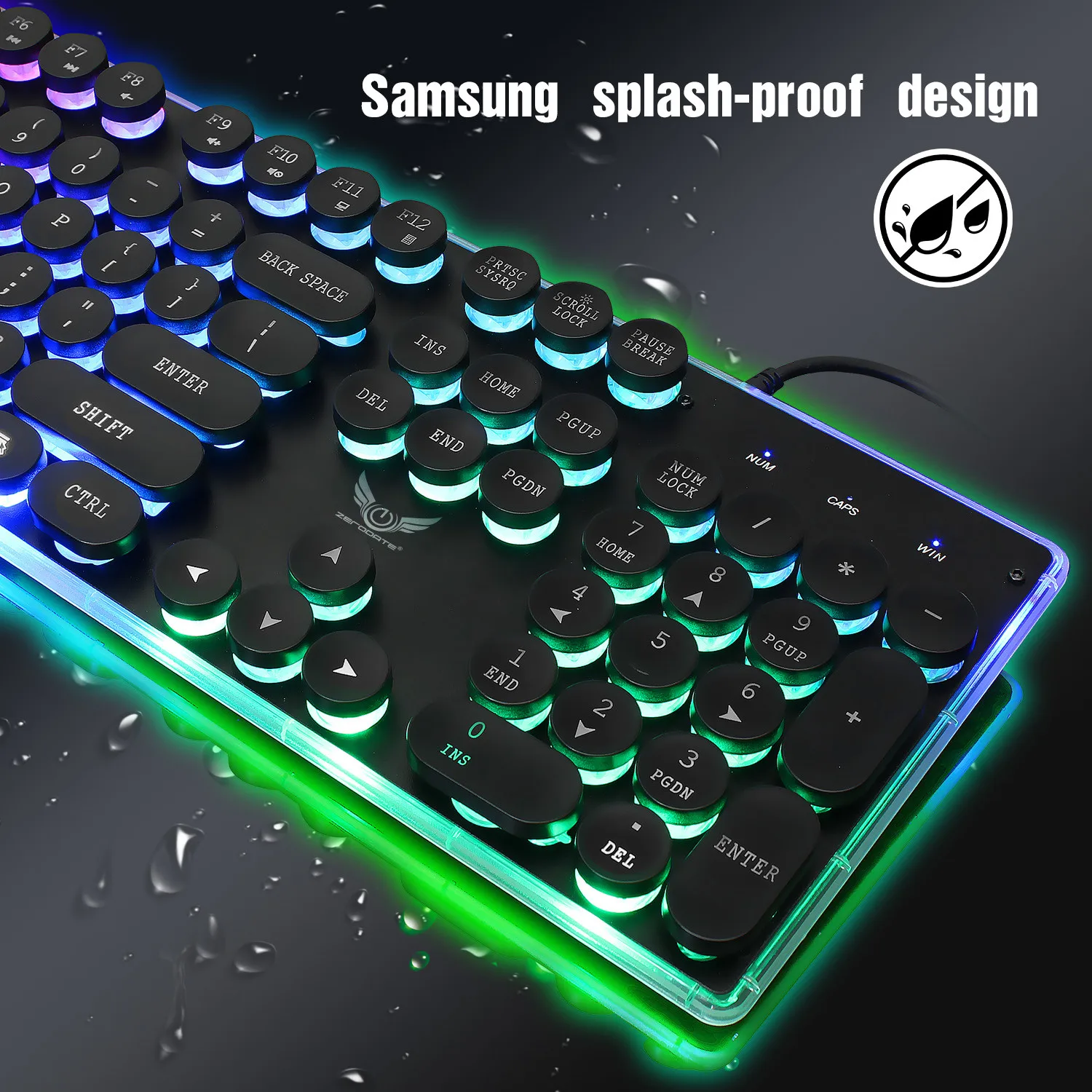 Retro Gaming Keyboard Layout Round Keycap Backlit USB Wired Glowing ...