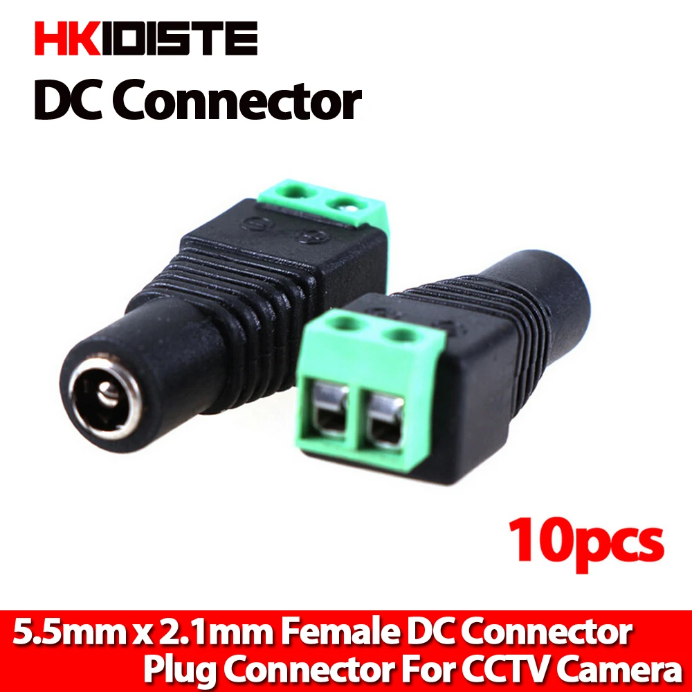 Promotion! 10pcs CCTV Camera 5.5 x 2.1mm DC Power Cable Female Plug ...