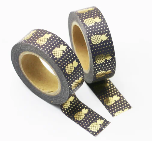 Cinta de papel washi de lámina dorada de navidad, fondo negro y morado ...