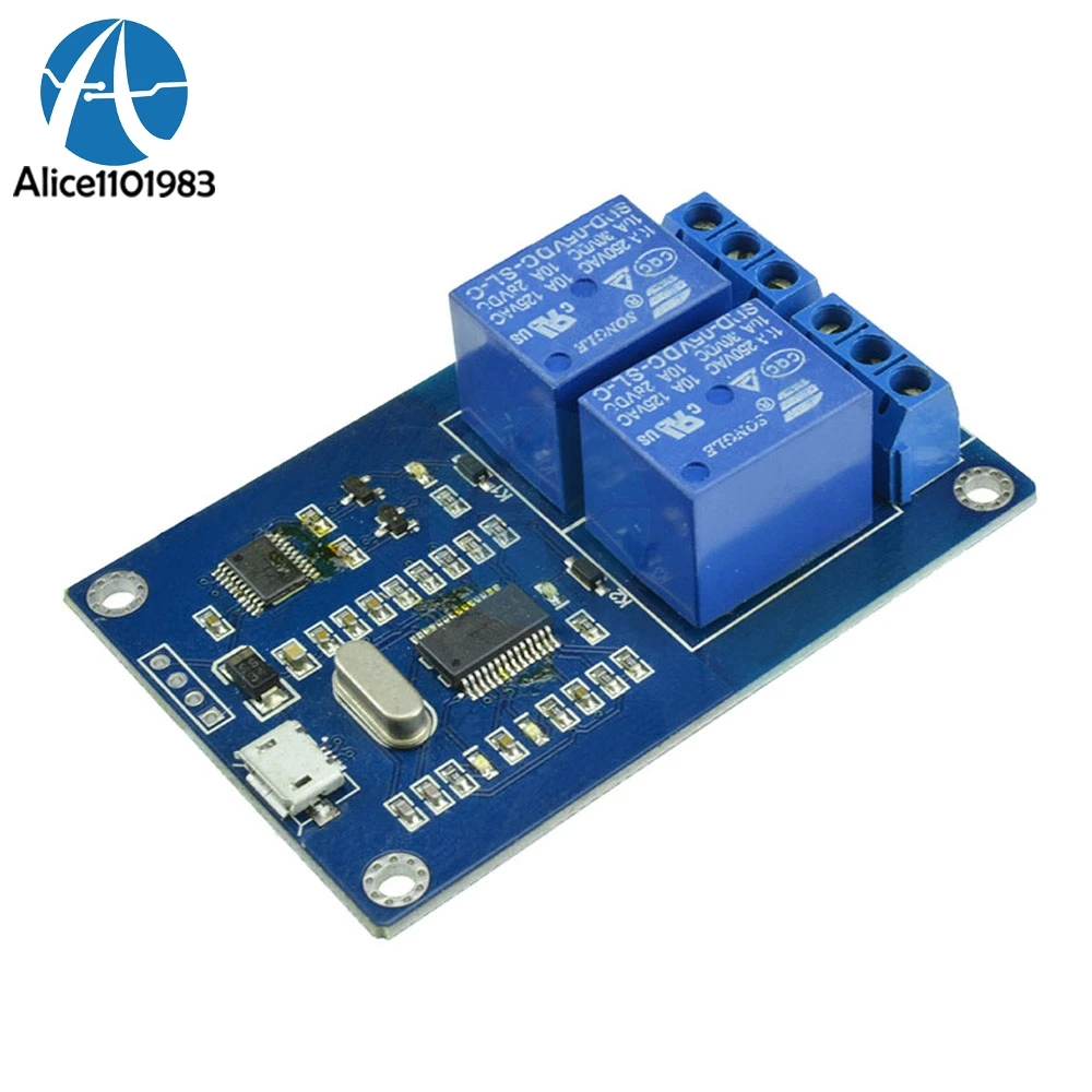 Micro Usb 5v 2 Channel Way 2ch Relay Module Usb Control Relay Serial ...