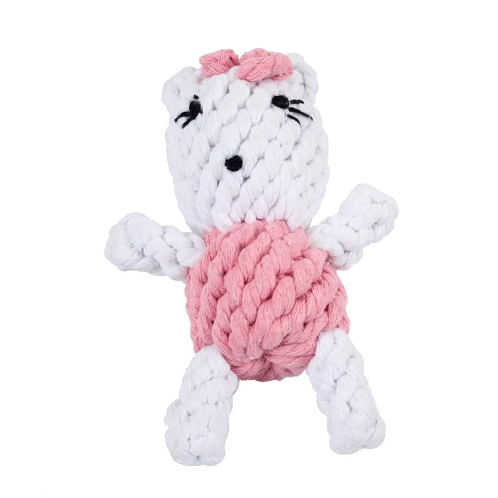 Pink and White Cat Design Dogs Chew Toys Cute Small Medium Pets Bite ...