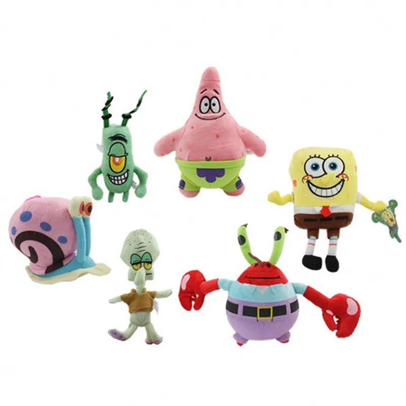 6pcs/set Spongebob Stuffed & Plush Toys Spongebob/patrick Star ...