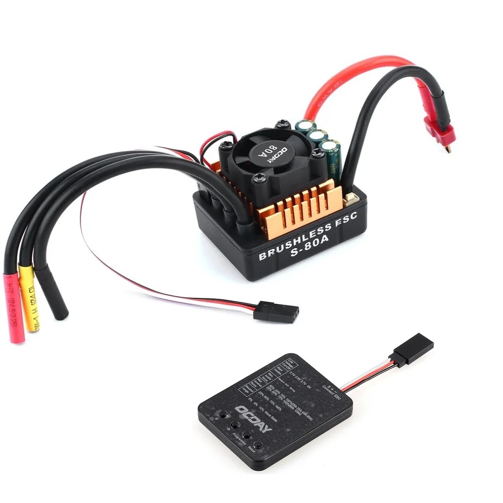 Mini Waterproof 80a Brushless Esc Electric Speed Controller With Esc Programming Card For 1 8 Rc