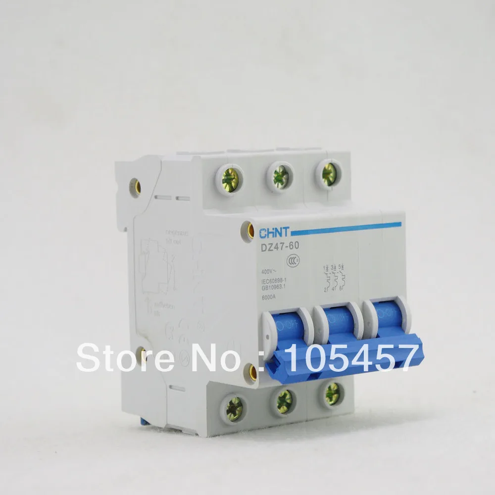 MCB 3P 60A High Breaking Capacity Miniature Circuit Breaker DZ47 60 (C45N) 230/400V With CE ...