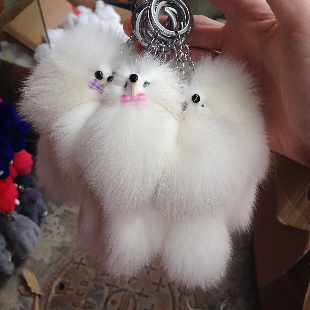 New Fashion Pom Pom Fox Fur Key Chain Woman Bag Charms Car Keychain ...