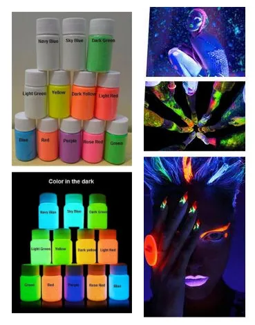 12 Colors Neon Fluorescent UV Body Paint Grow In The Dark Face Painting ...