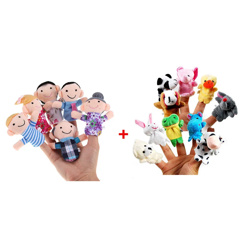 16pcs/lot Finger Plush Puppet Happy Family Story Telling Dolls and ...