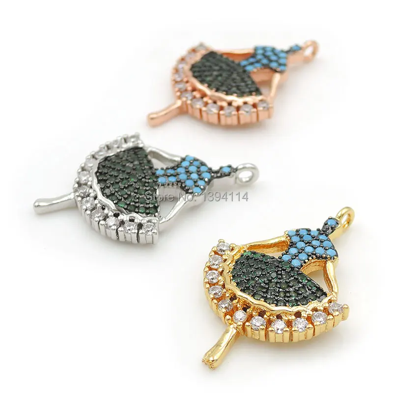 25-15-3mm-Micro-Pave-Green-Kallaite-Clear-CZ-Ballet-Charm-Fit-For ...