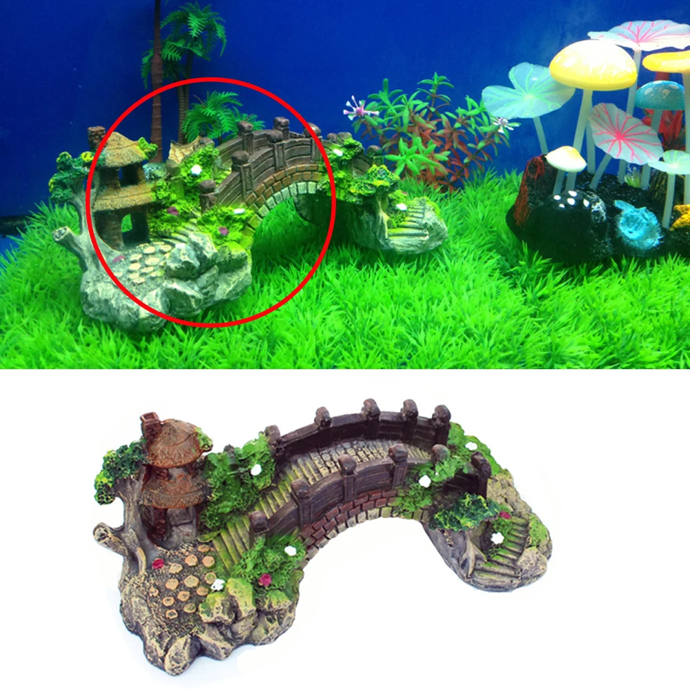 Décorations aquarium,Décoration d'aquarium pont de poisson Ornements de ...