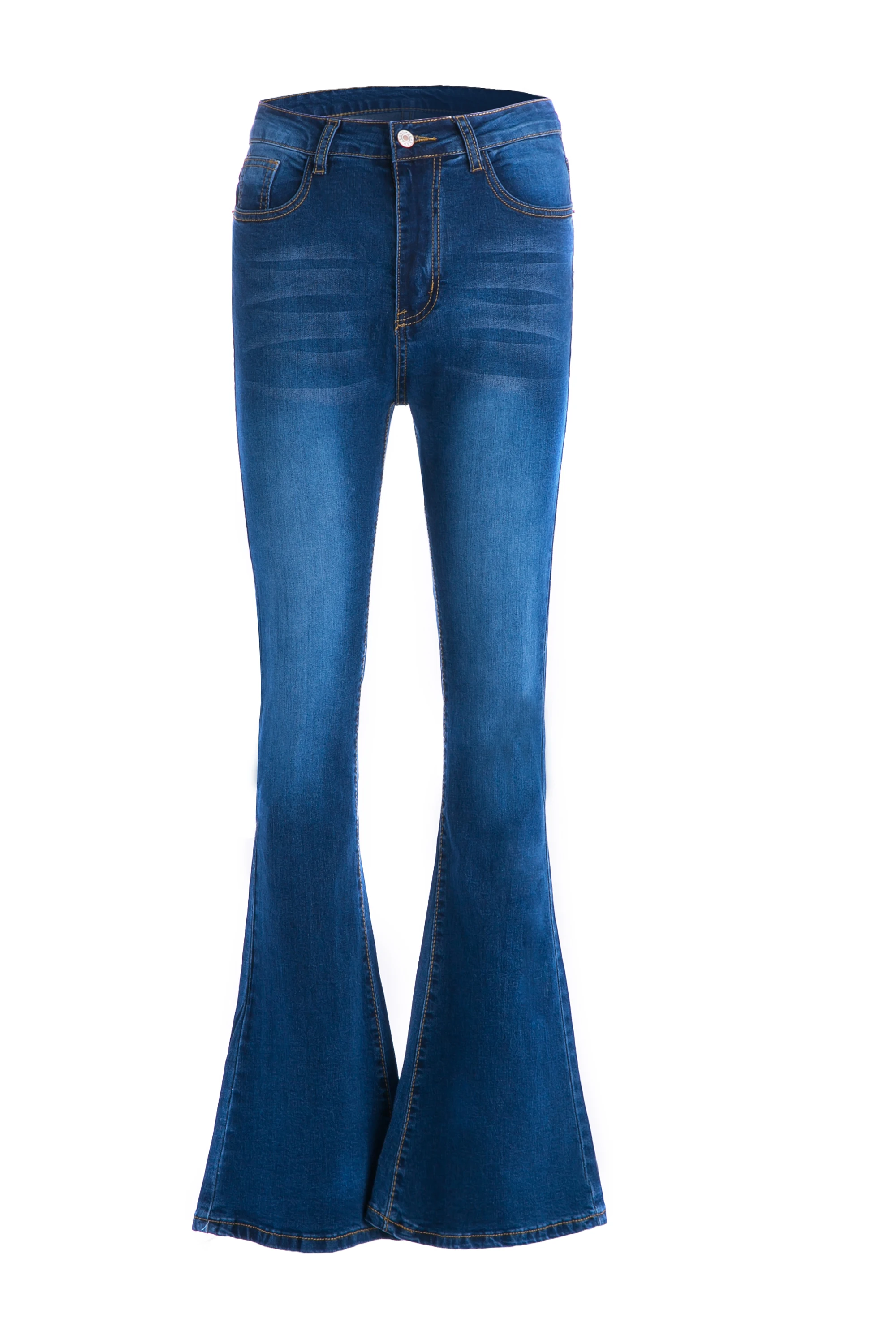 Women Bootcut Jeans Slim Fit Denim Pants Bell Bottom Straight High