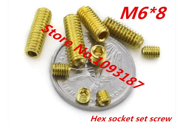 50pcs/lot M6*8 M6 X 8 Brass Hex Socket Set Screw Grub Screw - Screws ...