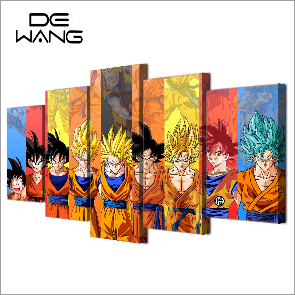 5 Piece Canvas Art Hd Print Painting Dragon Ball Z Picture Kid Room ...