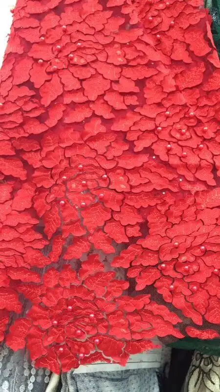 Black red blue African Pearls Lace Fabric White Swiss Voile Lace High ...