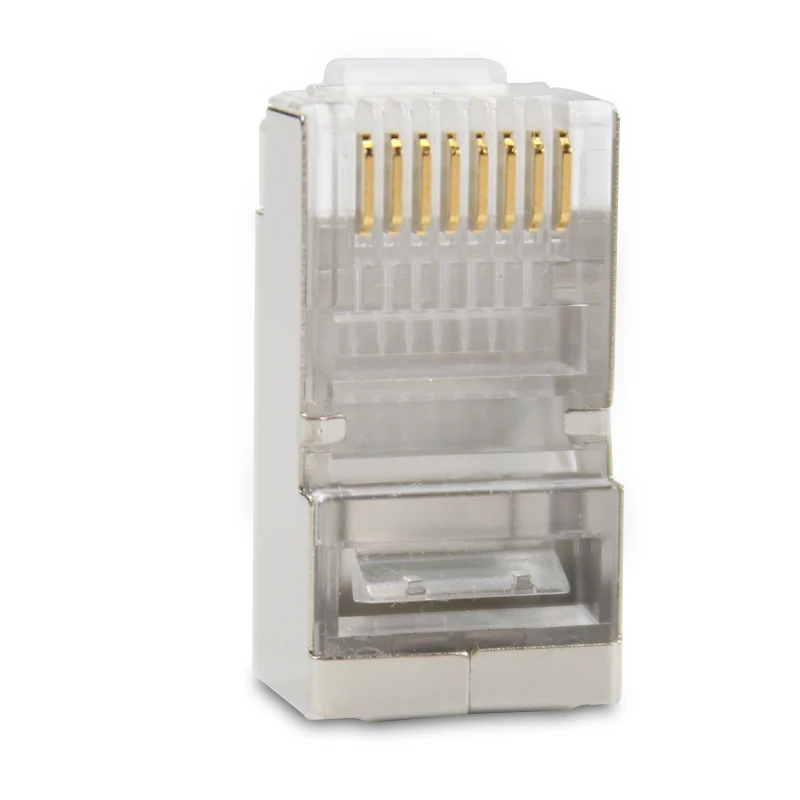 100pcs Metal shield rj45 cat5e modular plug connector ftp rj45 plug ...