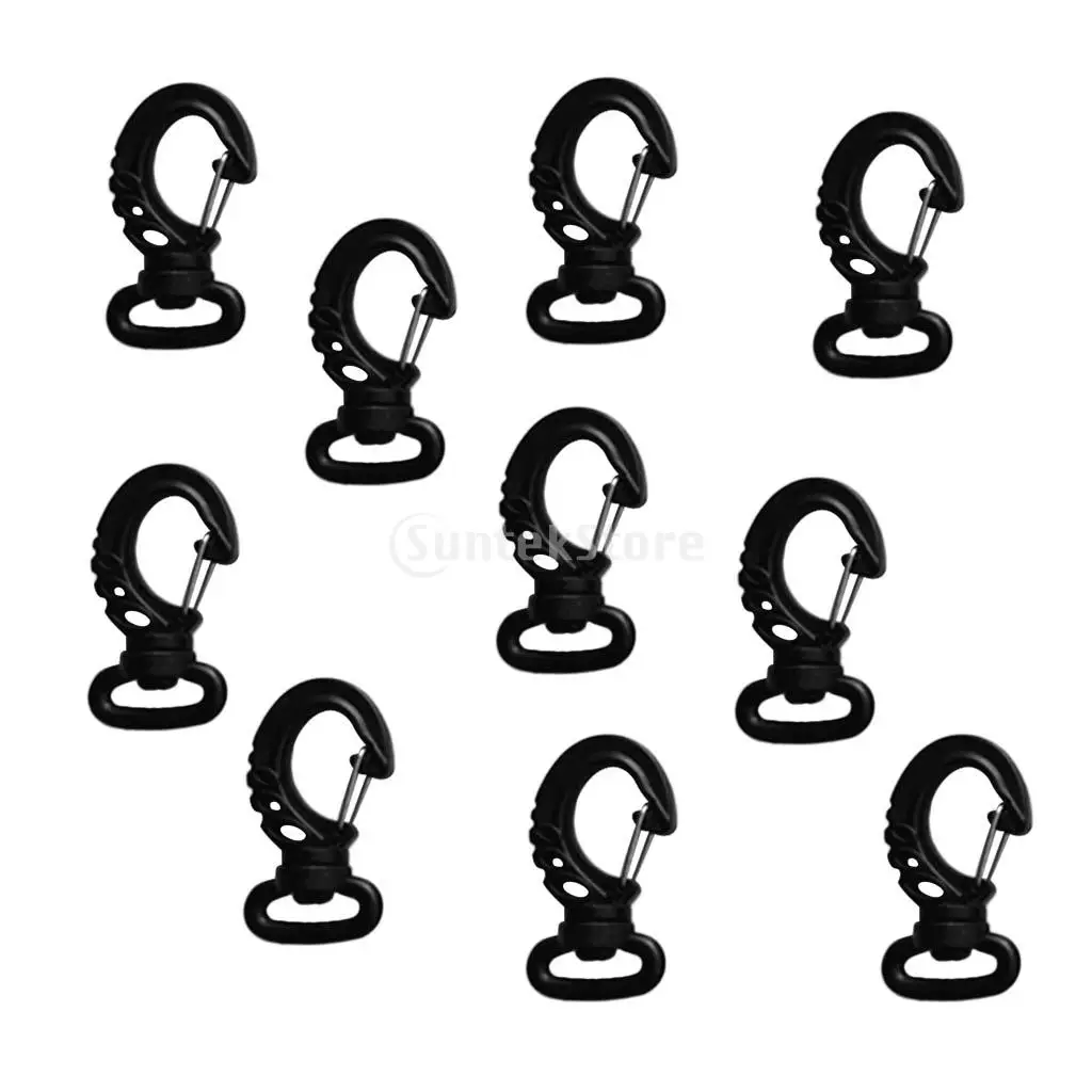 10 Pieces Black Plastic Swivel Spring Snap Hook Clip Buckle Fits 20mm ...