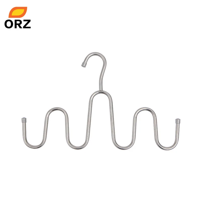 Orz 3pcs 크리 에이 티브 벨트 스카프 옷걸이 물결 모양 디자인 넥타이 목도리 스토리지 주최자 코트 바지 스토리지 홀더 신발 건조 랙 옷걸이hanger Design