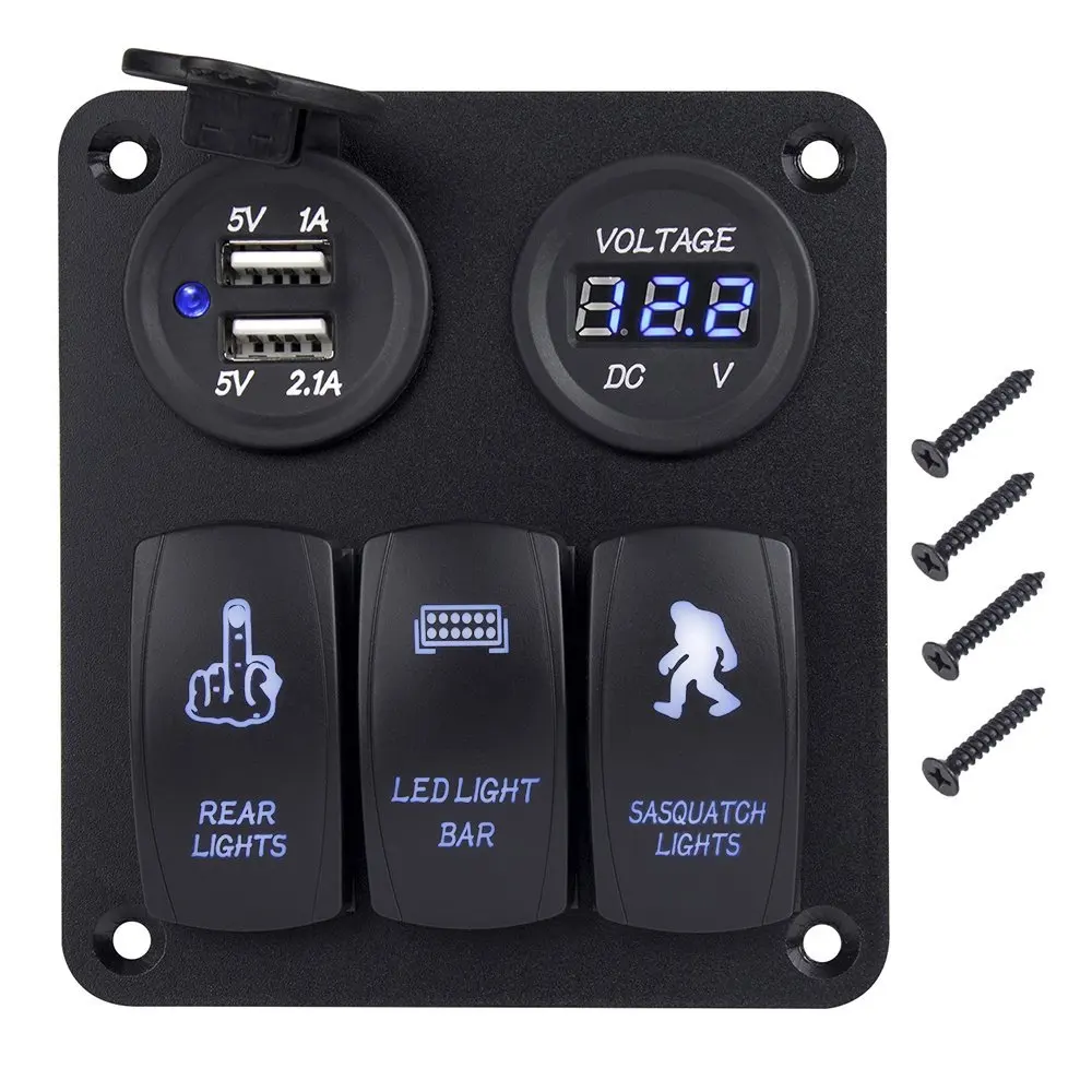 Dc 12v 24v 3 Gang Toggle Rocker Switch Panel Waterproof Digital
