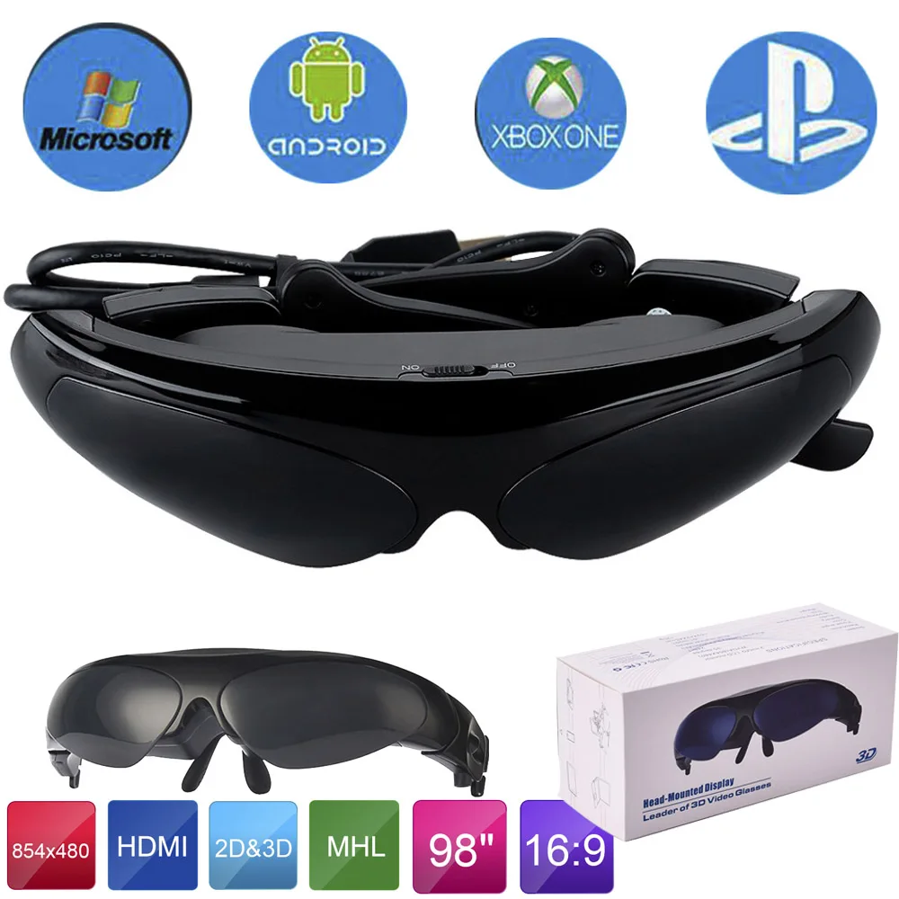 Hd922 98 Inch 3d Virtual Reality Wide Screen Digital Video Glasses ...