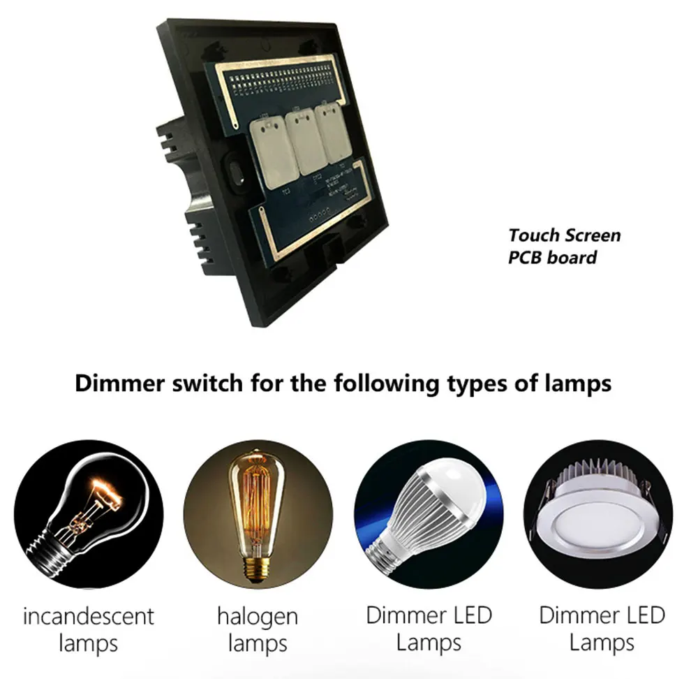 UK Type Dimmer Light Wall Switch Wifi Wireless Remote Control 1 Gang ...