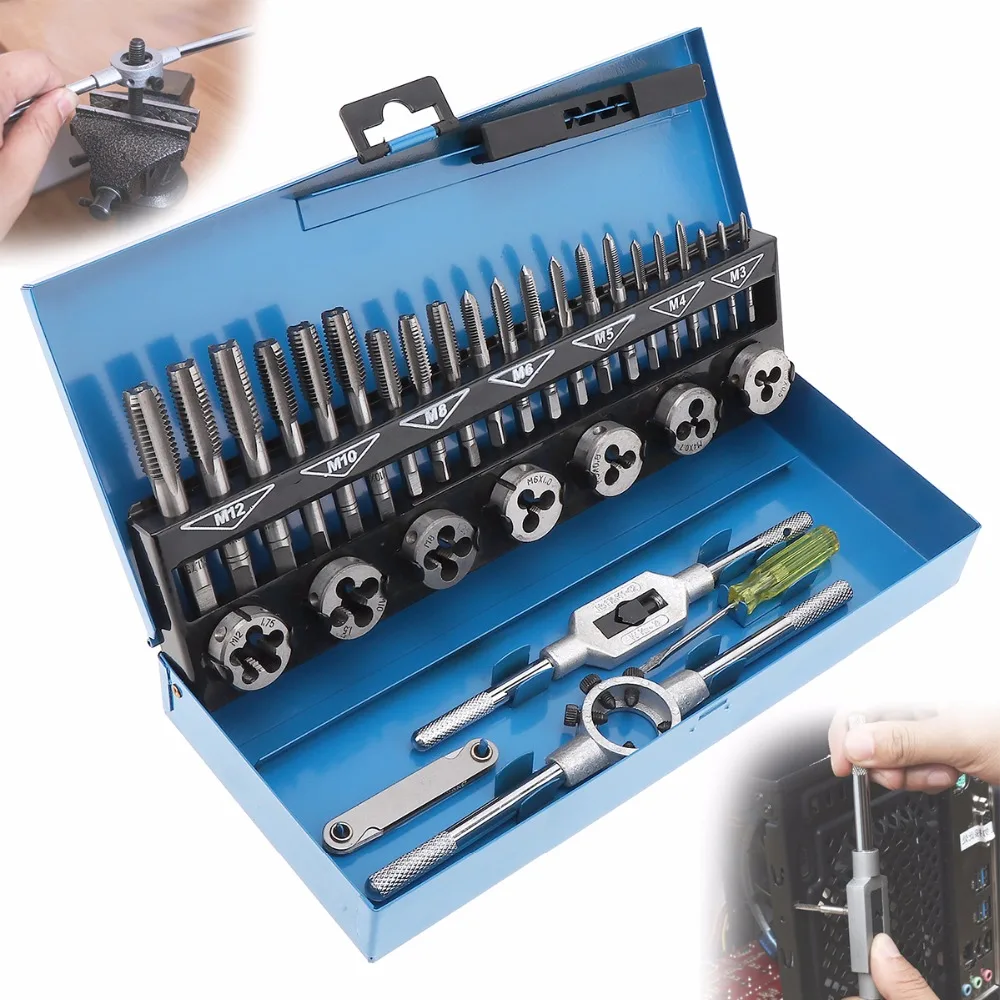 32pcs/Set Practical HSS Metric Tap & Die Set M3 M12 1st 2nd & Plug ...