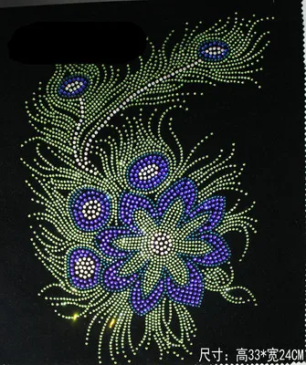 2pc-lot-Feather-flower-rhinestones-motif-hot-fix-rhinestone-applique ...