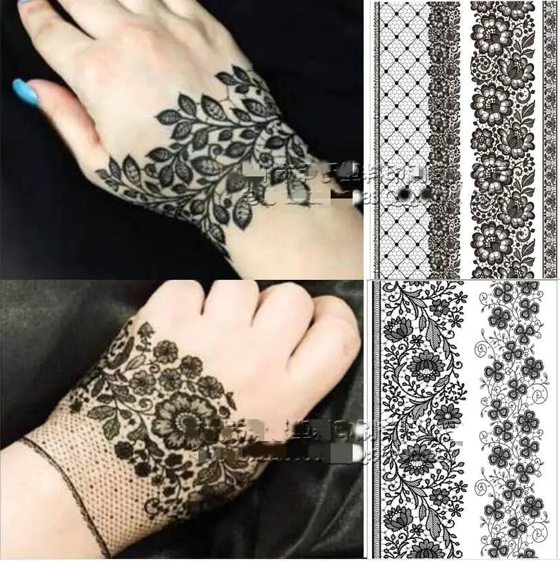 210 * 150mm2017 hot black lace tattoo stickers new wedding lace tattoo ...