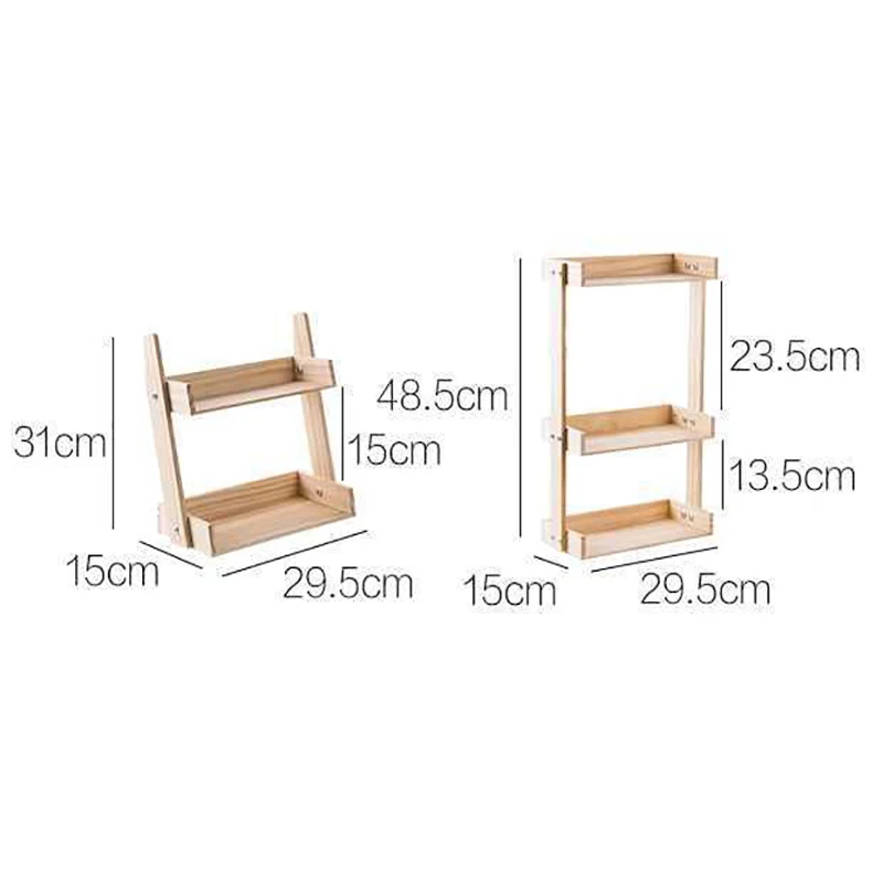 Pine Wood Multi-layer Spice Rack kitchen Rack Seasoning Box Storage ...