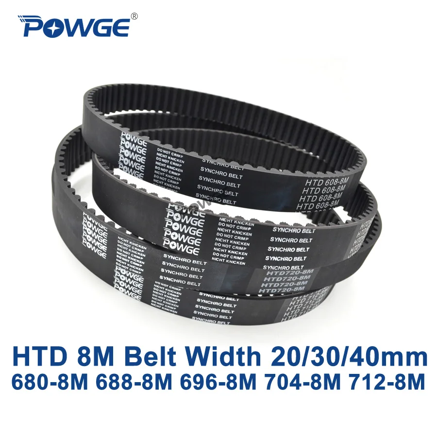 POWGE HTD 8M 동기식 벨트 C = 680/688/696/704/712 너비 20/30/40mm 톱니 85 86 87 ...