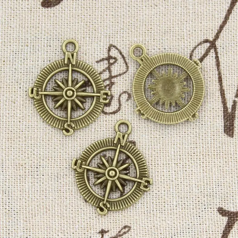 Charm Pendants Compass Silver | Silver Compass Necklace Charm - 12pcs ...