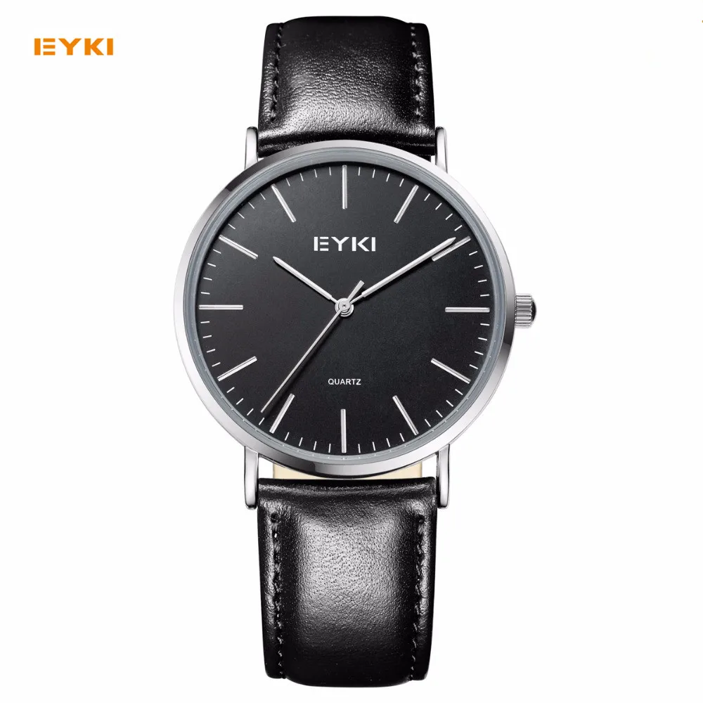 EYKI 남성 드레스 석영 시계 시계 미니멀 시계 패션 캐주얼 간단한 아날로그 화이트 블랙 다이얼 가죽 남녀 손목 ...