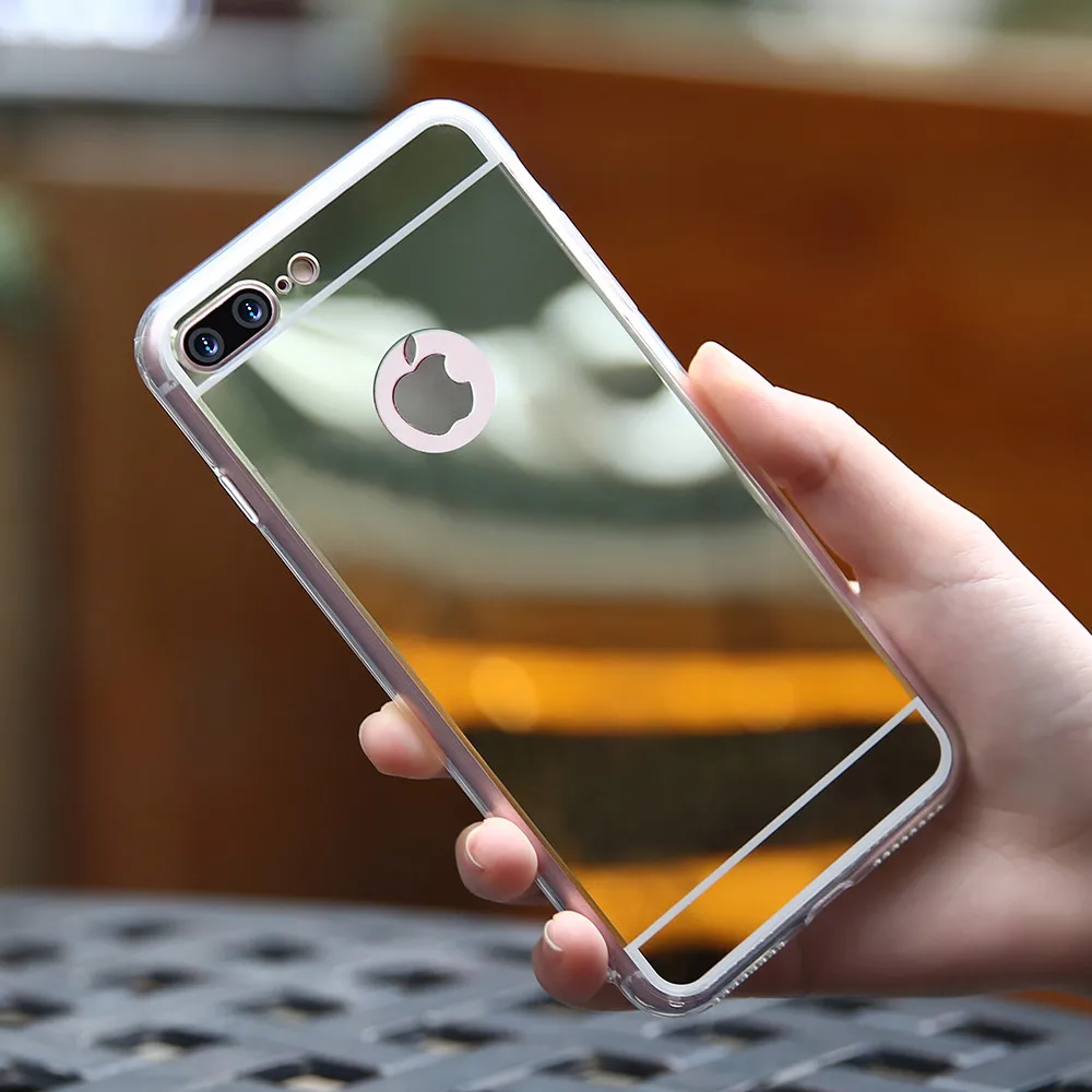 500pcs Luxury Soft Tpu Phone Cover Mirror Electroplating Acrylic Bumper